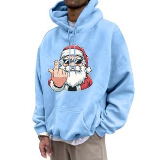 Generic Sweat &agrave; capuche graphique pour homme, imprim&eacute; P&egrave;re No&euml;l - Sweat &agrave; capuche &agrave; manches longues pour lautomne, bleu clair, XXL