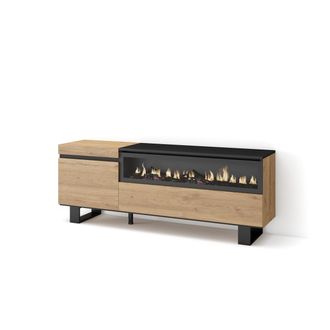 Skraut Home | TV-Schrank, Lowboard | f&uuml;r Wohnzimmer und Esszimmer | 150x57x35cm | F&uuml;r TV-Ger&auml;te bis zu 65 | Elektrokamin. Ma&szlig;e | Industriedesign | Moderner Stil |