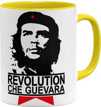 OM3 Che Guevara - Kaffee-Tasse - Keramik Becher - 11oz 325ml - Beidseitig Bedruckt - Gelb