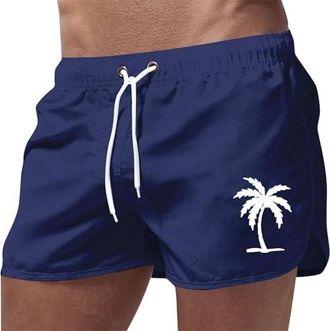 Generic Short de bain hawa&iuml;en &agrave; s&eacute;chage rapide pour homme avec poches, bleu marine, 3XL