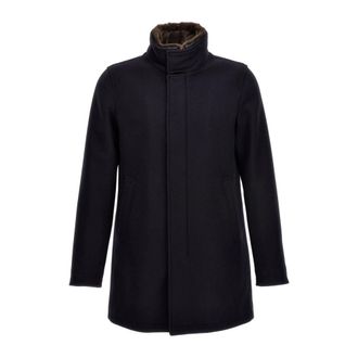 Herno Wollmantel mit abnehmbarem Pelzkragen - - Jackets - Herren - Schwarzk - M