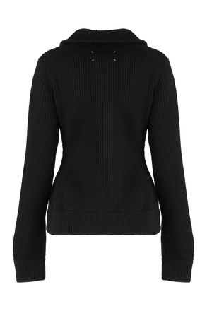 Maison Margiela Womens Cardigan With Zip Black Virgin Wool Cardigans Sweater