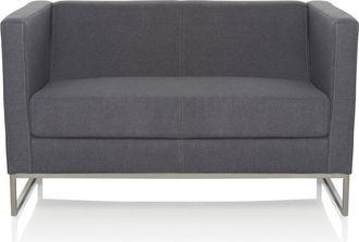 hjh OFFICE 713502 Lounge Sofa Barbados Stoff Grau Moderne 2-Sitzer Couch f&uuml;r h&ouml;chsten Sitzkomfort