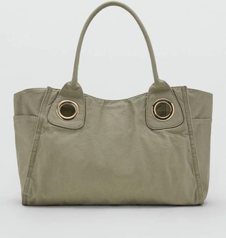 Mango Canvas-Tasche mit Eyelets wassergr&uuml;n - Damen - Einheitsgr&ouml;&szlig;e - MANGO
