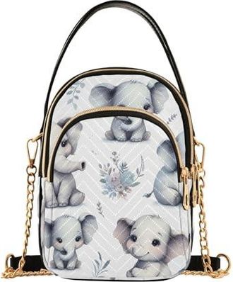 Mnsruu Sac à bandoulière pour femme - Motif éléphant mignon - Sac à dos à bandoulière avec sangle réglable