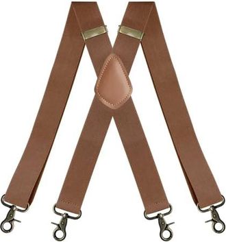 Generic Bretelles de type X 3,5 x 120 cm pour homme - 4 clips - Boucles &agrave; crochet - Sangle de r&eacute;glage &eacute;lastique pour pantalon masculin, camel, taille unique