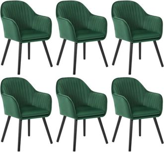 Woltu Esszimmerst&uuml;hle 6er Set, K&uuml;chenstuhl mit Armlehne R&uuml;ckenlehne, Polsterstuhl Wohnzimmerstuhl, bis 150 kg belastbar, aus Samt Holzbeine, f&uuml;r