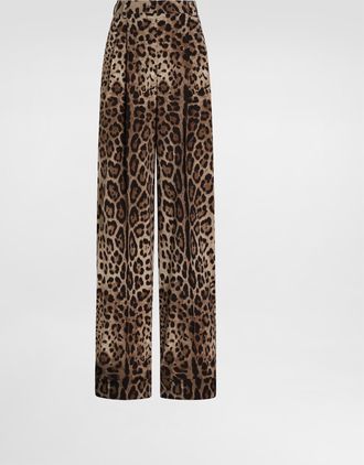 Dolce & Gabbana Hose Aus Wolle Mit Leo-print - Frau Hosen Und Shorts Animalprint 42