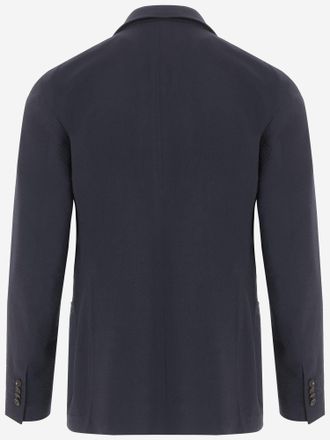 Tagliatore Mens Jacket Single-Breasted Stretch Wool Navy Virgin Super 100s