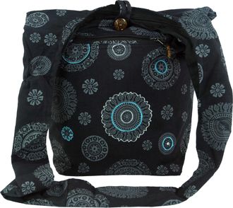 Guru Shop Sadhu Bag, Goa Tasche, Schulterbeutel - Schwarz, Unisex - Erwachsene, Baumwolle, 35x35x25 cm