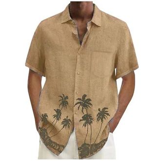 Generic Chemise d&eacute;t&eacute; pour homme, chemise de plage imprim&eacute;e tendance, chemise boutonn&eacute;e, coupe ample, manches courtes, col &agrave; revers, chemisier d&eacute;contract&eacute;, dou