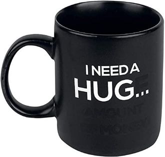 ThumbsUp! Tasse I need a Hug Mug mit Thermo-Effekt-Farbwechsel 300 ml, Schwarz
