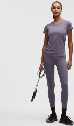 lululemon Wunder Train Leggings mit hohem Bund und Taschen f&uuml;r Frauen - 63,5 cm - Gr&ouml;&szlig;e 10 in Grape Mist
