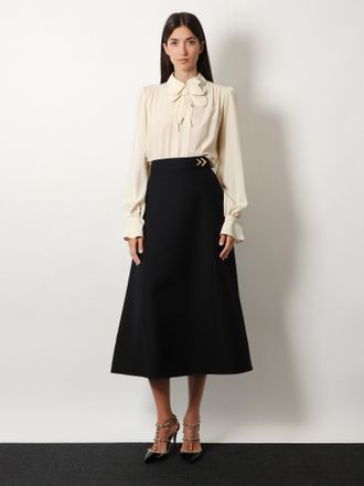 Valentino Womens Skirt Crepe Couture Black Virgin Wool