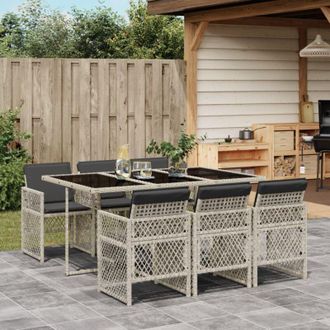 vidaXL Vidaxl - Ensemble &agrave; manger de jardin et coussins 7 pcs gris clair rotin