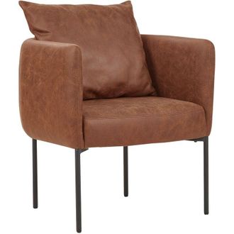 Beliani Beliani - Sessel Braun aus Kunstleder mit Schwarzen Metallbeinen Kissen Elegant Retro Stil f&uuml;r Wohnzimmer