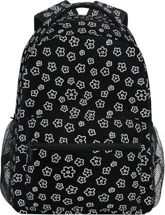 Generic Motif Fleurs Noires 23102130 Sacs A Dos Antivol Sac &Agrave; Dos L&eacute;ger Cartables Scolaires Pour Pc Ordinateur Portable Plein Air 29X40Cm