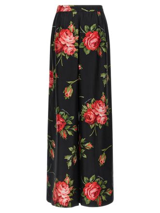 Dolce & Gabbana Bouquet Rose Trousers - Black