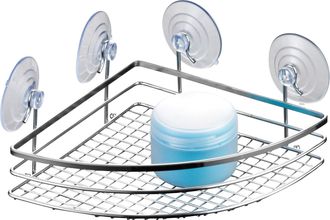 axentia Axentia Eckregal Cassandra in Silber verchromt, Hängeregal mit Vier Saugnäpfen und Schrauben, Badregal mit Einer Ablagefläche, Maße: ca. 20 x 28 x 8,5
