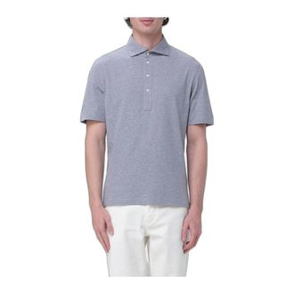 Brunello Cucinelli Polohemd aus Baumwoll-Jersey - - Tops - Herren - Grau - S