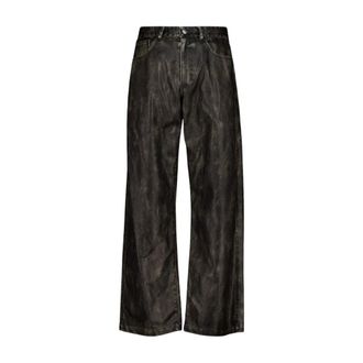 Palm Angels Homme, Pantalons, Gris, Taille: S Curved Logo Coated Pants