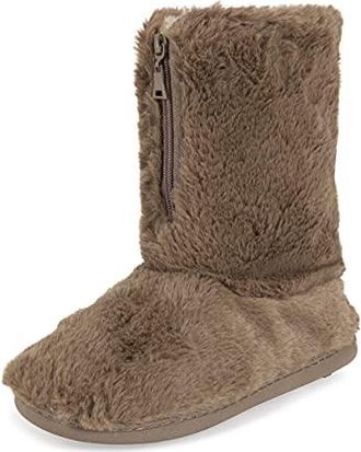 Polar Mousse &agrave; m&eacute;moire de forme zipp&eacute;e en fausse fourrure recouverte de semelle en caoutchouc int&eacute;rieur ext&eacute;rieur confortable chaussons de luxe de luxe de f