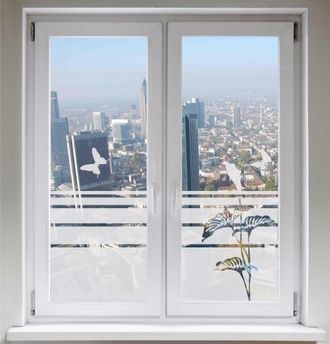 Indigos UG Sonnenschutz Glasdekor Schmetterlinge Dekorfolie Lilie Sichtschutz Fensterfolie Calla satiniert Blickdicht - 500-2000 mm - Dekoration Sonnenschutz Fol