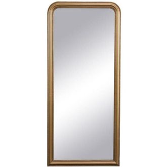 Vente-Unique Grand miroir style vintage en bois de paulownia - L. 80 x H. 180 cm - Doré effet laiton- HELOISE