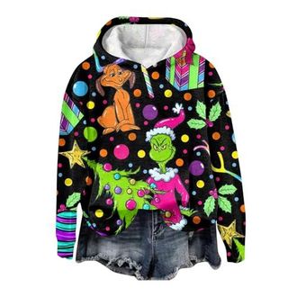 Generic Le Grinch Sweat A Capuche Femme Deguisement Adulte Plaid De 2025 Vêtements Moche Sweatshirts Oversize Christmas Hiver Femmes Noel Costume Pulls Noël P