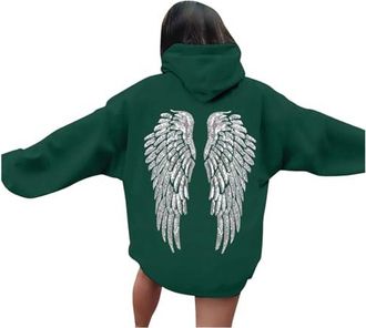 Generic 2026 Ange Sweat a Capuche Femme, Pull Sweet Paillette Los Angeles &Agrave; Manches Longues Hoodie Sweatshirts Strass 3D imprim&eacute; Oversize Sportswear Sequins J