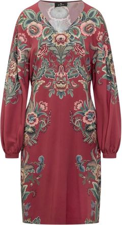 Etro Femme, Robes, Rouge, Taille: 42 FR Robe Florale Col V