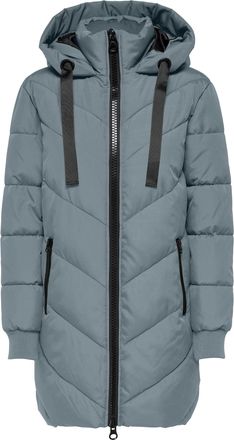 Jacqueline de Yong JDY Damen Steppjacke JDYSkylar Padded gesteppter Parka mit Kapuze 15207784 Stormy Weather/Black L