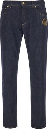 Dolce & Gabbana Homme, Jeans, Bleu, Taille: L Jean slim bleu avec logo brod&eacute; sur le devant en denim pour Homme