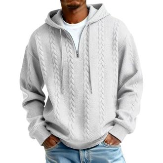 Generic Sweat &agrave; capuche pour homme avec fermeture &eacute;clair quart de longueur, printemps, automne, hiver, loisirs, sport, sweat &agrave; capuche &agrave; manches longues, coul
