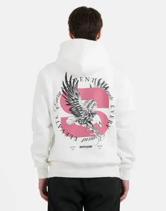 Sixth June Kapuzenpullover in Wei&szlig; mit Adler-Print