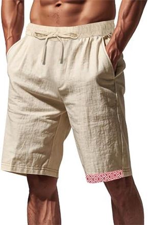 Generic Short Casual Homme Coton - Pantalon Court Homme Respirant Short De Plage Chic Et Confortable Pantalon DExt&eacute;rieur Couleur Unie Jogging Baggy Casual Pan