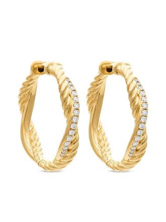 David Yurman 18kt Petite Infinity Gelbgoldcreolen mit Diamanten (17,3mm)
