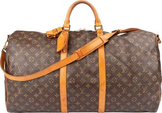 Louis Vuitton Crossbody Bags - Louis Vuitton Canvas Monogram Keepall 60 Bandoulie - Gr. unisize - in Braun - f&uuml;r Damen
