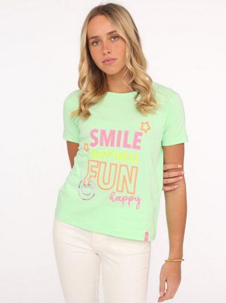 Zwillingsherz T-Shirt Smile Happiness Fun Rundhalsausschnitt, bunte Stickerei, Pailletten, Kurzarm