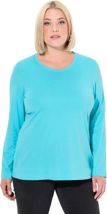Ulla Popken Damen Shirt, Slim, Rundhalsausschnitt, Langarm Tunika-Shirt, Tiefes Aqua, 54-56 EU