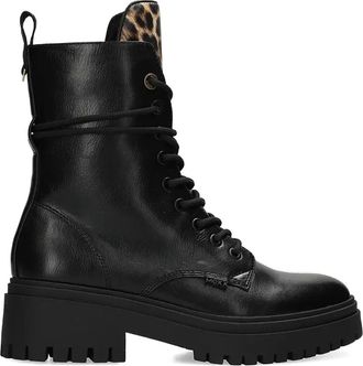 Mexx leopard panel lace-up boots - Schwarz