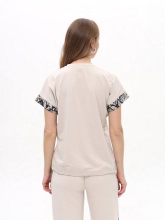 Passioni T-Shirt mit Schlangenmuster in beige