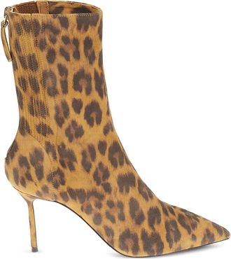 Aquazzura bottines Montmartre &agrave; imprim&eacute; l&eacute;opard et bout pointu - Marron