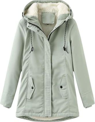 Generic Veste dhiver chaude &agrave; capuche courte pour femme - Parka dhiver doubl&eacute;e en polaire - Parka dhiver &agrave; manches longues avec fermeture &eacute;clair - Parka &eacute;pais