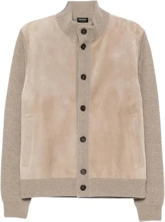 Ermenegildo Zegna Strickjacke aus Kaschmir mit Wildlederfront - - Knitwear - Herren - Beige - L