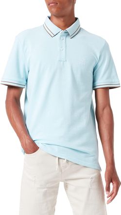 Tom Tailor Herren Piqué Poloshirt mit Stickerei 1031623, 30066 - Mint Haze Two Tone Structure, M