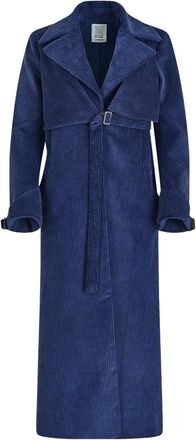 Rosie Assoulin Yipee Ki-Yay corduroy belted trench coat - Blau