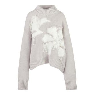Dondup Femme, Pulls, Beige, Taille: 42 FR Pull col roul&eacute; en laine avec d&eacute;tails &agrave; franges