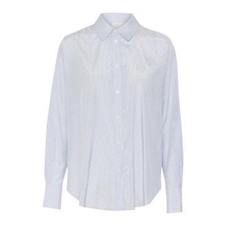 Kaffe Femme, Blouses et Chemises, Bleu, Taille: 42 FR Chemisier Blouse &agrave; Rayures Bleu/Blanc