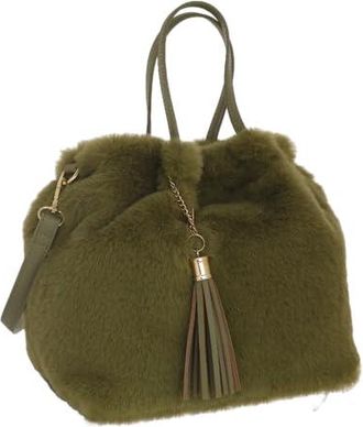 Camomilla Sac à Main Femme, avec Bandoulière, Fourrure Synthétique, Couleur Vert